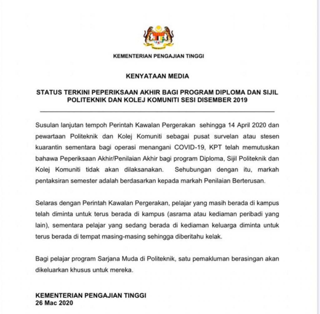 Politeknik Kuching Sarawak » Status Terkini Peperiksaan Akhir Bagi ...