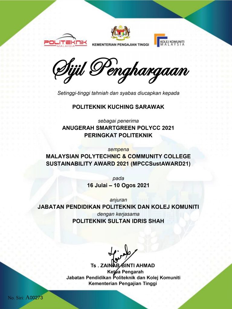 Politeknik Kuching Sarawak » Sijil Penghargaan Penerima Anugerah ...